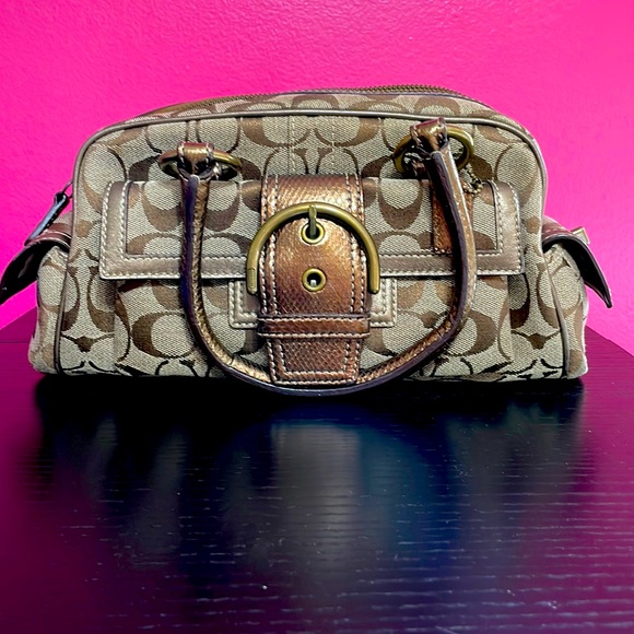 Coach | Bags | Coach Python Signature Handbag Metallic Snakeskin ...